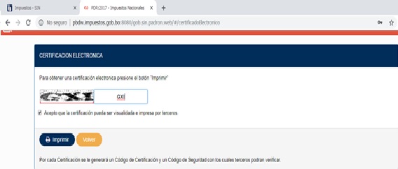 Certificación del NIT por SIAT en Línea