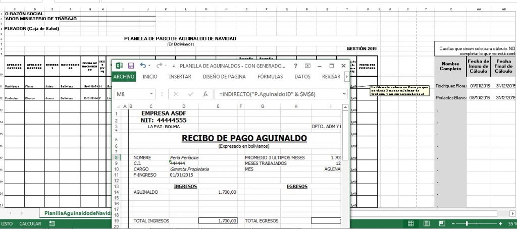 Pago del segundo aguinaldo 2015 y formato planilla - Bolivia Impuestos Blog