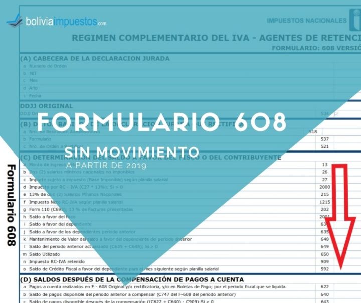 Formulario 608 Sin movimiento a partir de 2019 - Bolivia Impuestos Blog
