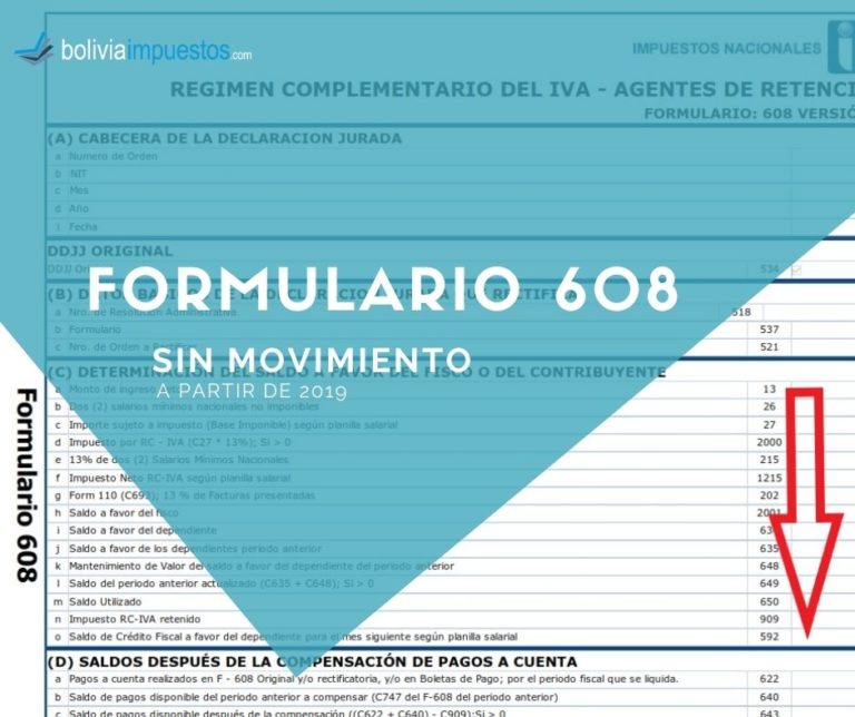 Formulario 608 Sin movimiento a partir de 2019 - Bolivia Impuestos Blog