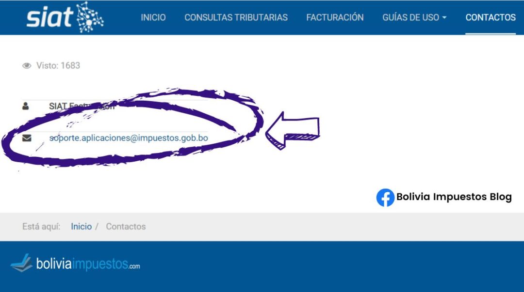 Correo de soporte del SIAT en caso de fallas con el sistema