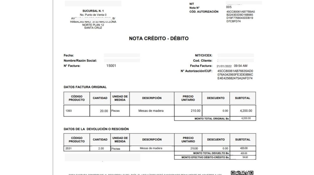 Nota de Crédito - Débito desde el asiento al formulario 200