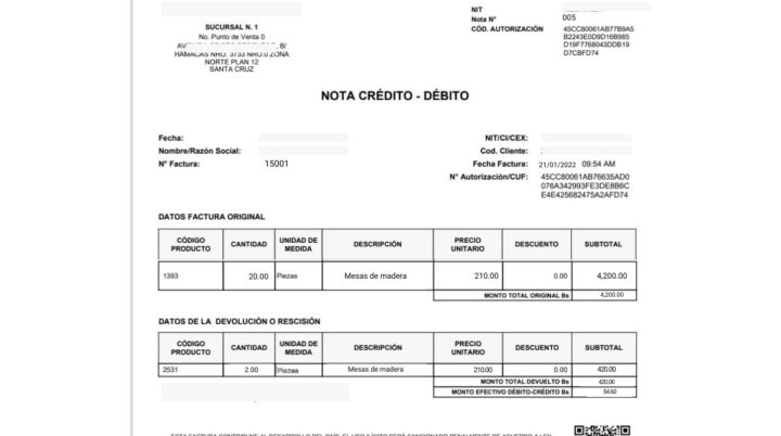 Nota de Crédito - Débito desde el asiento al formulario 200