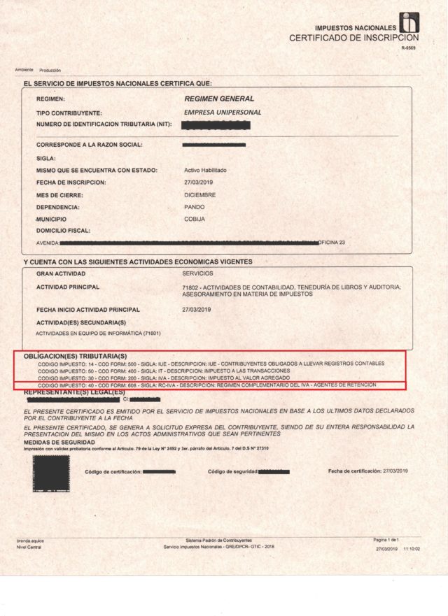 Una Empresa unipersonal declara el formulario 608