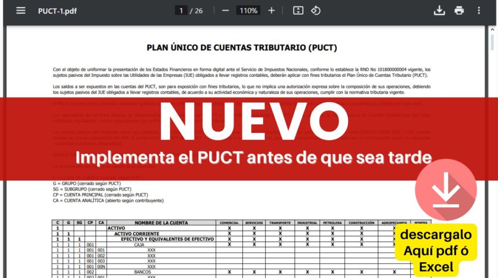 El Plan Único de Cuentas Tributario (PUCT) Descargalo Aquí